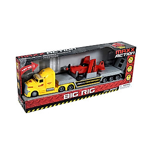 Sunny Days Entertainment Big Rig – Lights and Sounds Pull Back Toy with Friction Motor | Receive Either The Airplane Transport Semi or Oil Tanker | Color May Vary – Maxx Action
