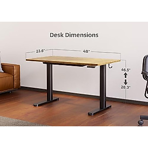 Claiks Standing Desk with Drawers, Stand Up Electric Standing Desk Adjustable Height, Sit Stand Desk Computer Workstation, 48 Inch, Rustic Brown