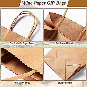 Paper Wine Bags Kraft Brown Wine Bag with Convenient Handles 13 x 5.3 x 3.3 Inch Gift Tote Shopping Bags for Small Business Brown Wine Bag Gift Wrap Bags (200 Pieces)