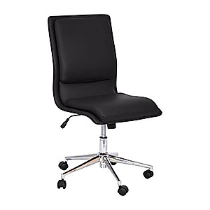 Flash Furniture Madigan Task Office Chair - Luxurious Black LeatherSoft Upholstery - Padded Mid-Back and Seat - Height Adjustable Chrome Base - Armless
