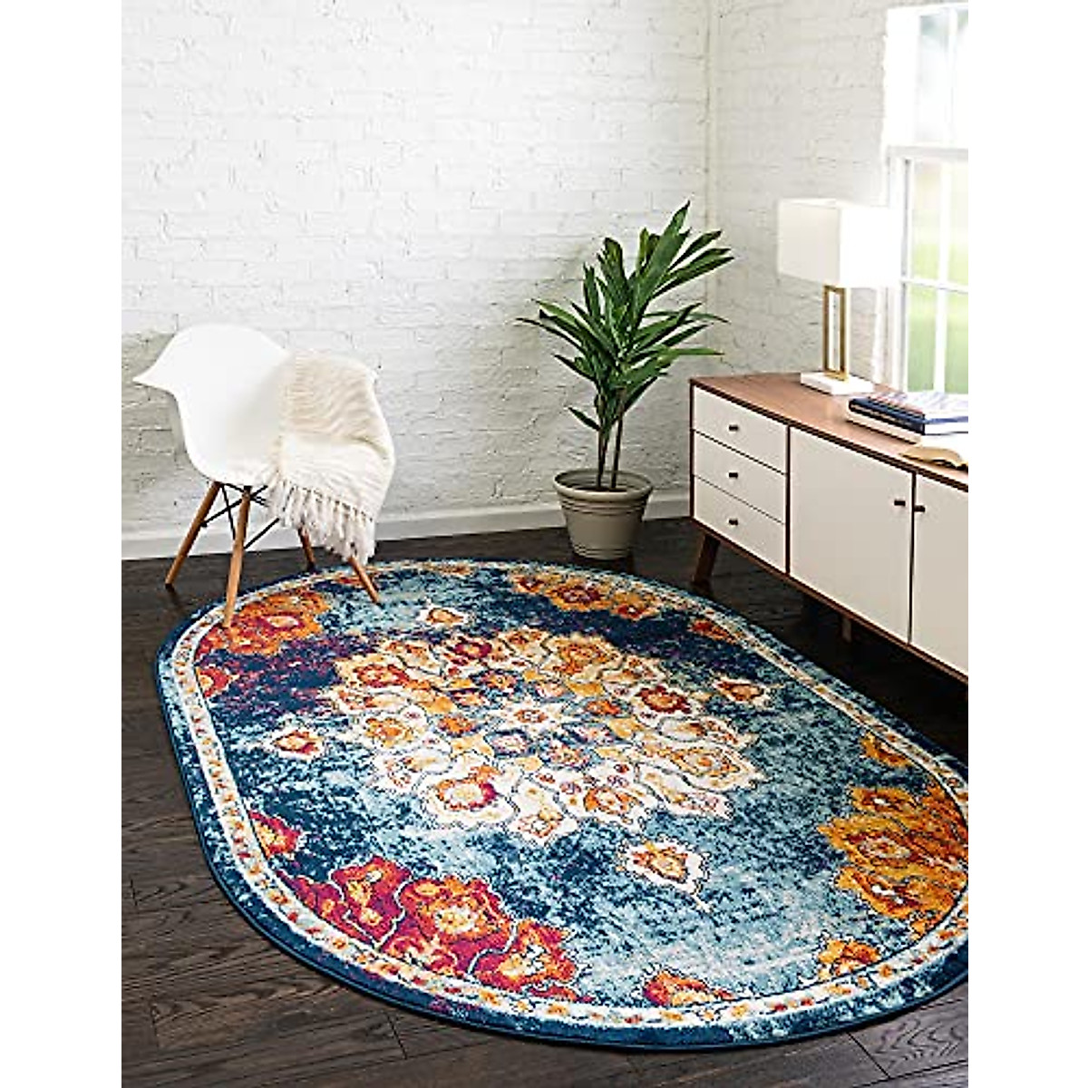 Rugs.com Parker Collection Rug – 4' X 6' Oval Multi Medium Rug Perfect for Living Rooms, Large Dining Rooms, Open Floorplans