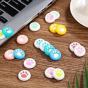 Sumind 20 Pieces Cute Cat Claw Design Thumb Grip Caps Replacement Paw Thumb Grips Analog Stick Cover Joystick Cap Soft Silicone Cover Compatible with PS5 PS4 PS3 PS2 Xbox 360 Xbox One Controllers