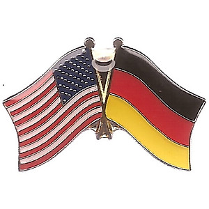 PACK of 3 Germany & US Crossed Double Flag Lapel Pins, German & American Friendship Pin Badge