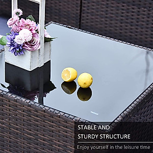 Gotland 6-Piece Patio Furniture Set, All-Weather PE Rattan Outdoor Sectional with Replaceable Khaki Waterproof Cushions and Coffee Table