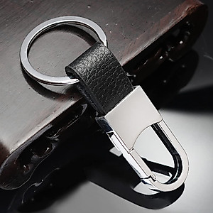 Leather Keyring Car Key Chain Ring Car Smart Keychain Key Holder Fob Clip on Belt Loops for Women, 4PCS Keychain Clip (Black)