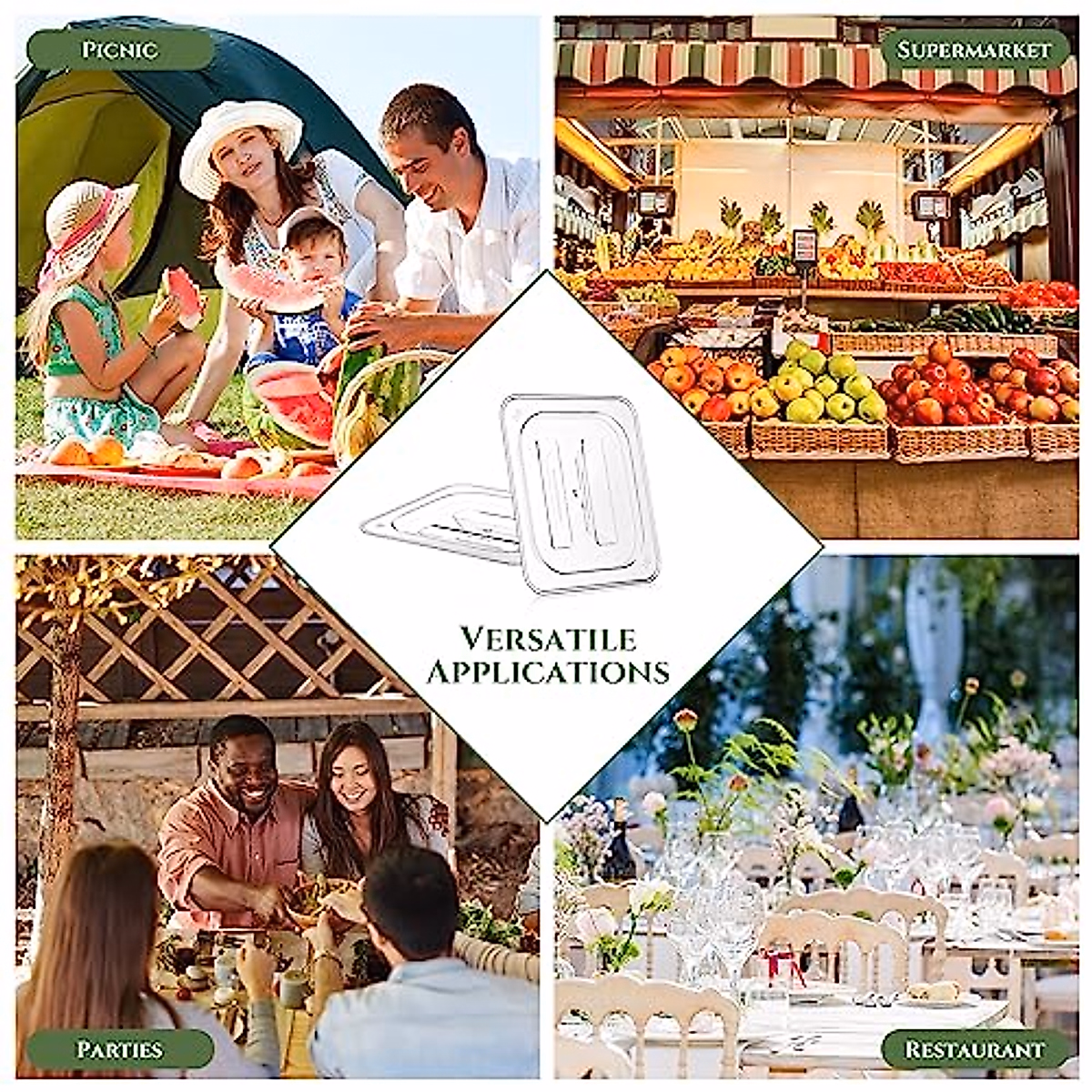 Hoolerry 24 Pcs Polycarbonate Food Pan Lid with Handle 1/6 Size Hotel Pan Cover Clear Hotel Pan Lid for Restaurant Commercial Food Container and Storage