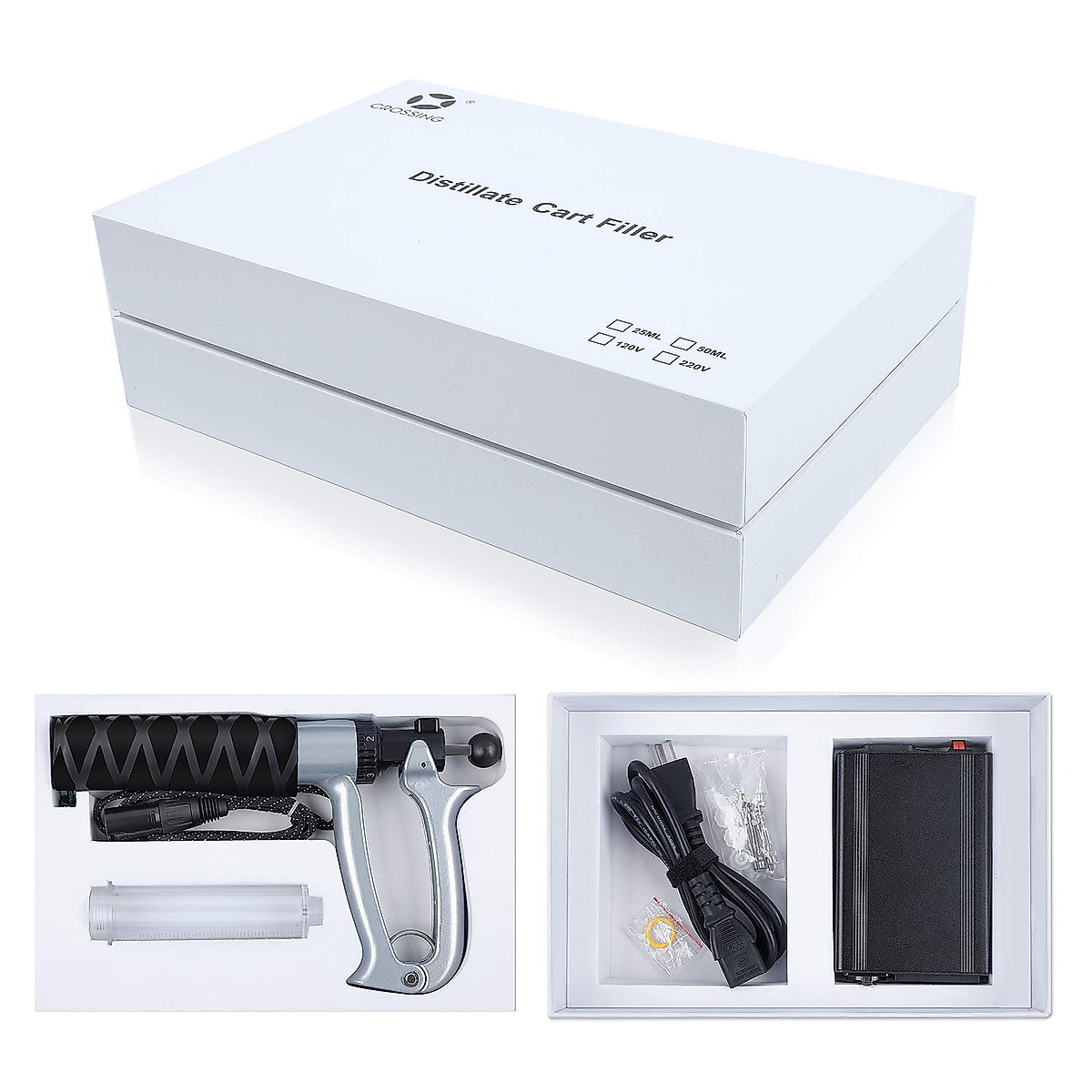 Crossing Upgrade Cartridge Filling Machine 50ml Capacity Handheld semi Automatic Heating cart Filler Gun with Two Tubes