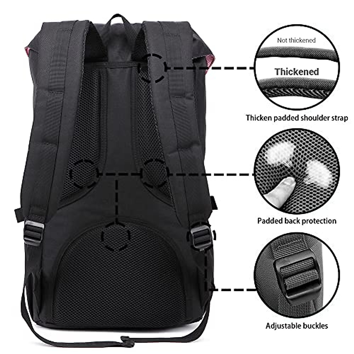 KAUKKO Travel Laptop Backpack Outdoor Rucksack Causal backpack Fits 15.6"(Nylon Black)