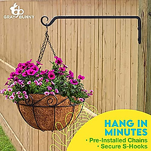 Hanging Planters for Outdoor Plants, 4 Pack 14" Metal Hanging Baskets for Plants Outdoor, Large Hanging Flower Pots for Outside with Coco Liners Outdoor Hanging Planter for Porch Hanging Flower Basket