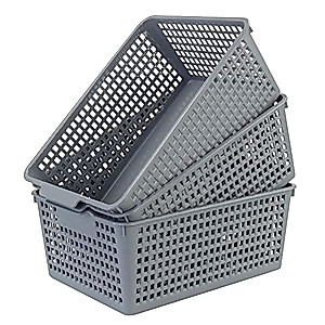DynkoNA 3-Pack Large Storage Basket Bin, Plastic Organizer Bins