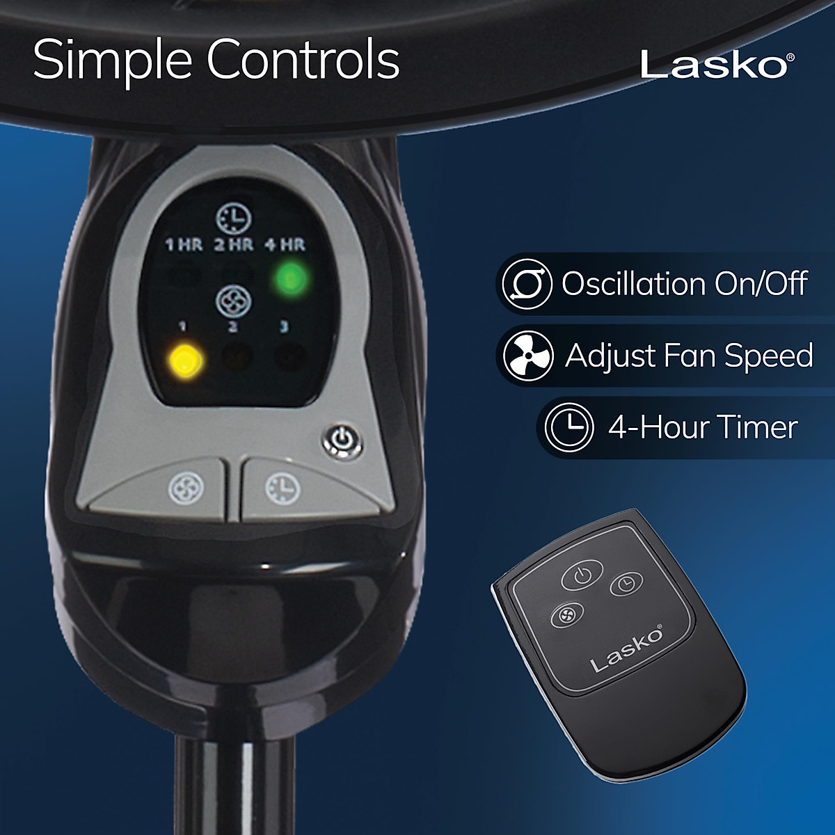 Lasko 1843 18″ Remote Control Cyclone Pedestal Fan with Built-in Timer, Black Features Oscillating Movement and Adjustable Height