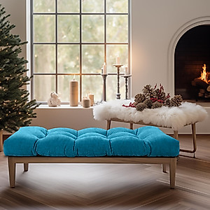 Focuprodu Bench Cushion 45 inch, Bench Cushions for Indoor Furniture, Durable Stain Resistant Outdoor/Indoor Bench Seat Cushion(45x18x4 inch, Peacock Blue)