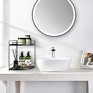 mahueeol Corner Bathroom Organizer for Countertop,2-Tier Cosmetic Holder Vanity Rack,Detachable Standing Rack Kitchen Cabinet Spice Rack Metal Bathroom Shelf for Shower Caddy Wire Shelf