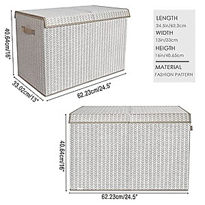 VERONLY Toy Box Chest Organizer Bins for Boys Girls Kids, Large Collapsible Fabric Storage Container with Flip-Top Lid & Handles for Clothes,Blanket,Nursery,Playroom,Bedroom,Tree Branch Pattern (Gray)