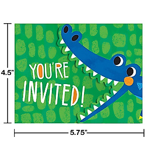 Creative Converting Alligator Birthday Party Invitations, 8 ct