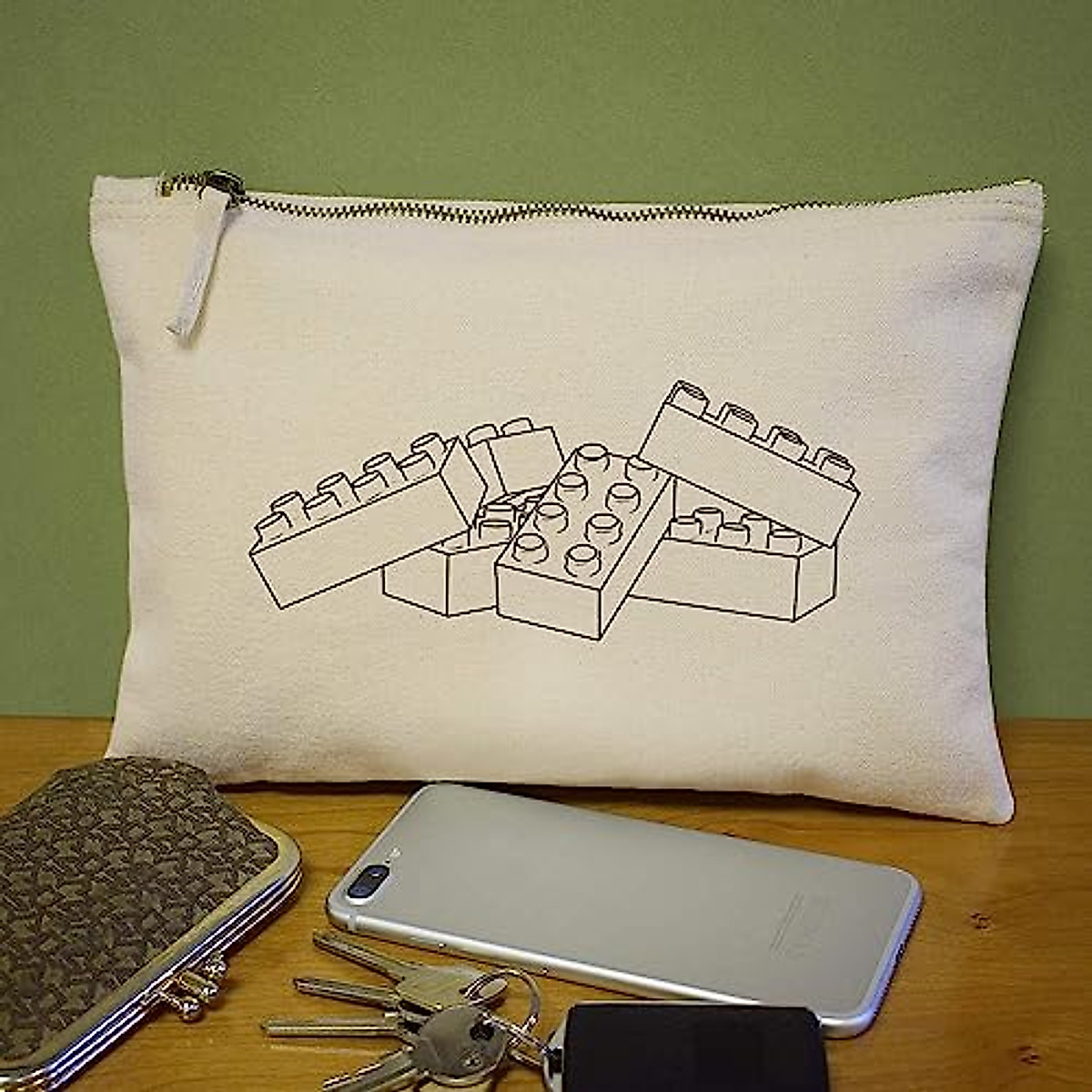 'Toy Building Bricks' Canvas Clutch Bag/Accessory Case (CL00032501)