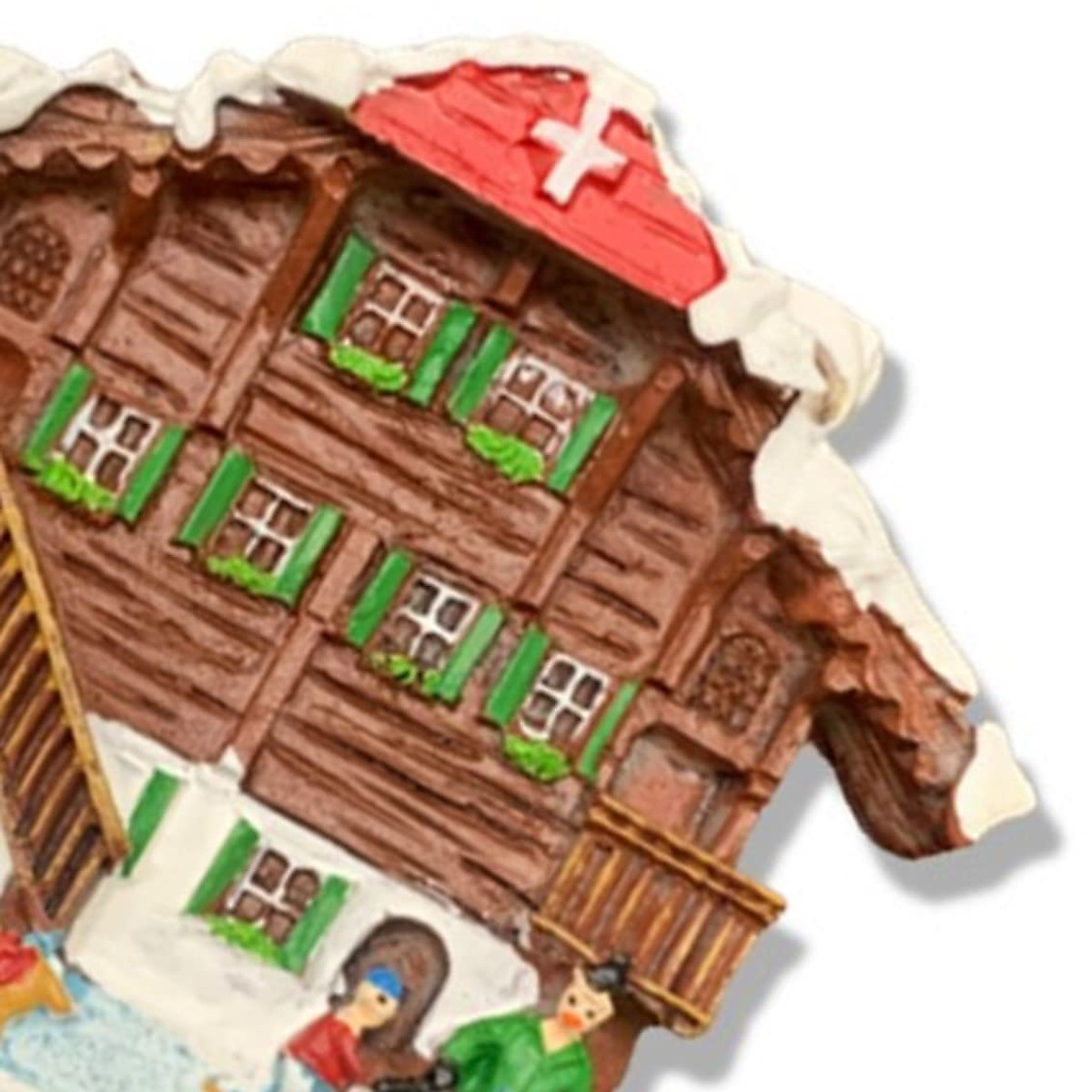 A-ONE Swiss Chalet Winter Snow Switzerland 3D Gift Fridge Magnet 1PC+Matterhorn Landmark Iron on Patch 1PC, Scenery Freezer Magnet, Emblem Patch for Denim Jacket Shirts Holiday Travel Gift C12+192