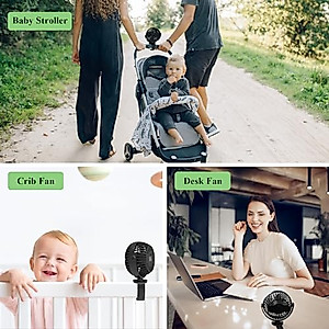 Minthouz Stroller Fan with Flexible Strap, 2000mAh Rechargeable Portable Fan 3 Speeds Personal Fan USB Mini Cooling Fan for Baby/Stroller/Car Seat/Bike -Black