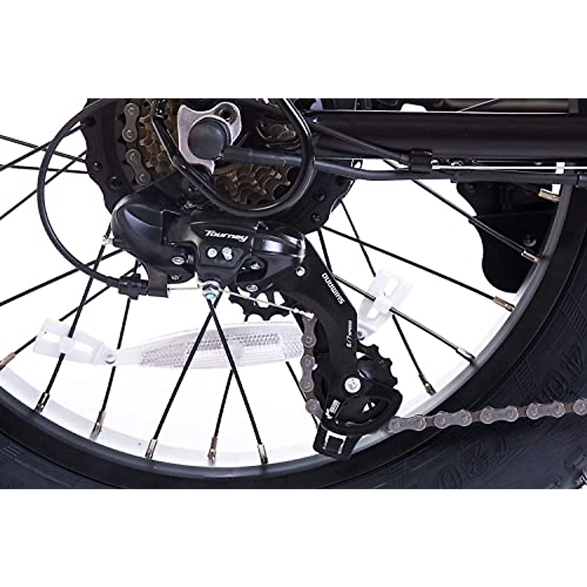 SOHOO 48V500W13AH 20"x4.0 Adult Folding Fat Tire E-Bike Mountain Electric Bicycle Beach Cruiser Snow Bike (White)