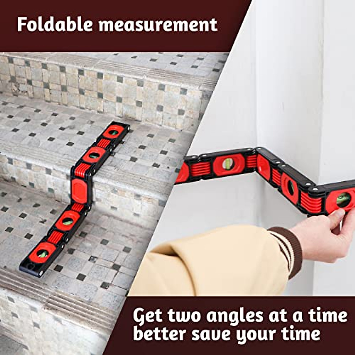 Multi-Function Foldable Level Measuring Tool,24 Inch Magnetic Level Tool with 4 Easy to Read Level Bubbles,Precise Leveling Tool for Carpenters,Woodworkers,Fabricators