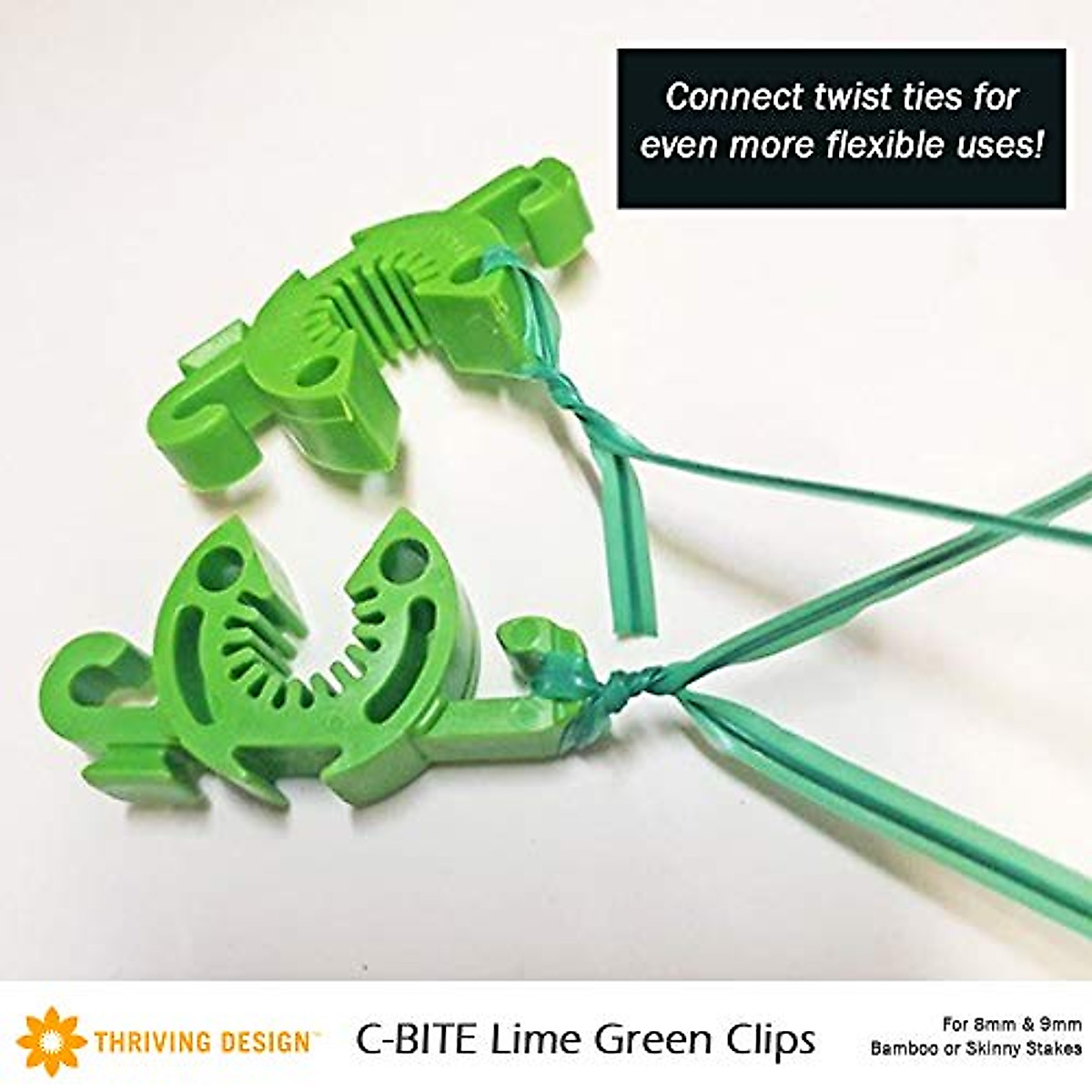 C-BITE Garden Clips Customizable, Reusable, and Strong Connections to Metal or Bamboo Stakes. Create Custom Support Solutions Clips Build Sturdy Tomato Cages, Climbing Vine Trellis (Lime)