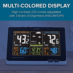 La Crosse Technology 308-1414B-INT, Wireless Atomic Digital Color Forecast Station with Alerts, Black