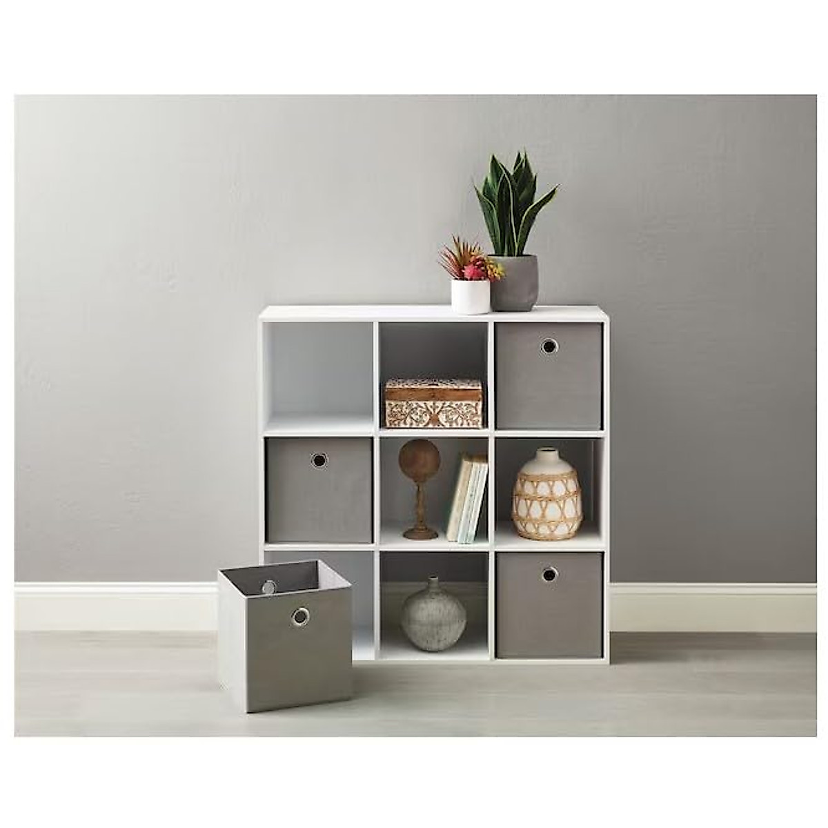 Fabric Collapsible Storage Bins, 10.5 x 11 x 10.5 inches, Pack of 2, (Gray)