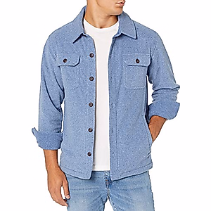 Amazon Essentials Men's Long-Sleeve Polar Fleece Shirt Jacket, Indigo Blue Heather, Medium