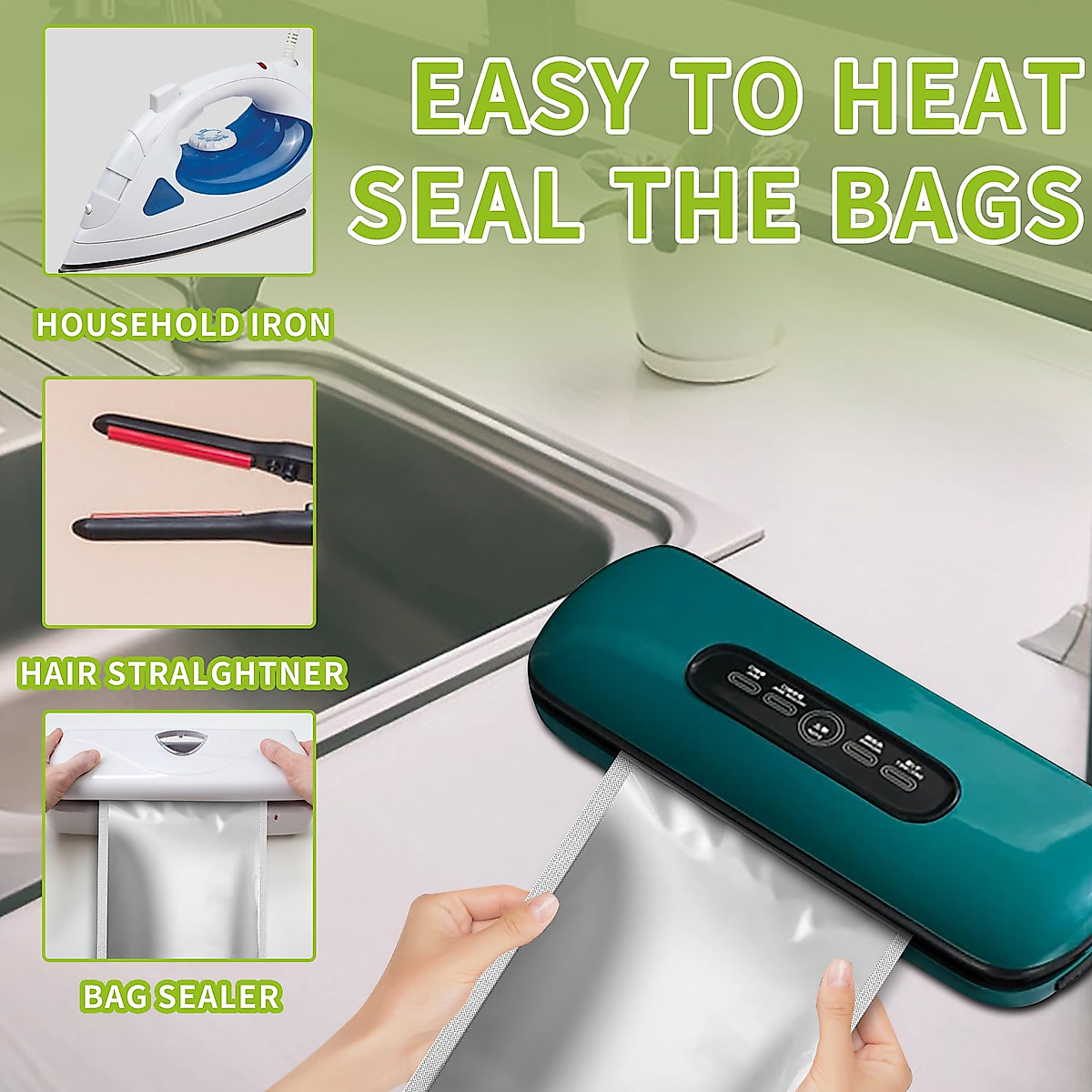 50 pcs Mylar Bags for Food Storage Reusable Mylar Bags with Oxygen Absorbers 400cc Thick 9.44 mil,Heat Sealable Mylar Bags for Food Storage Zipper Pouches (1 Quart, 10"x7")