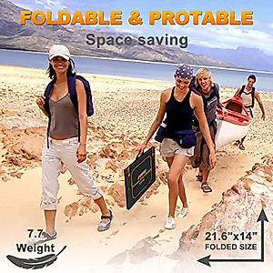 POWOXI 120W Portable Solar Panel for Power Station, IP65 Waterproof Foldable 5V-20V DC Output, with Adjustable Kickstand, Solar Charger with USB 3.0 Outputs for Phone Outdoor Camping RV