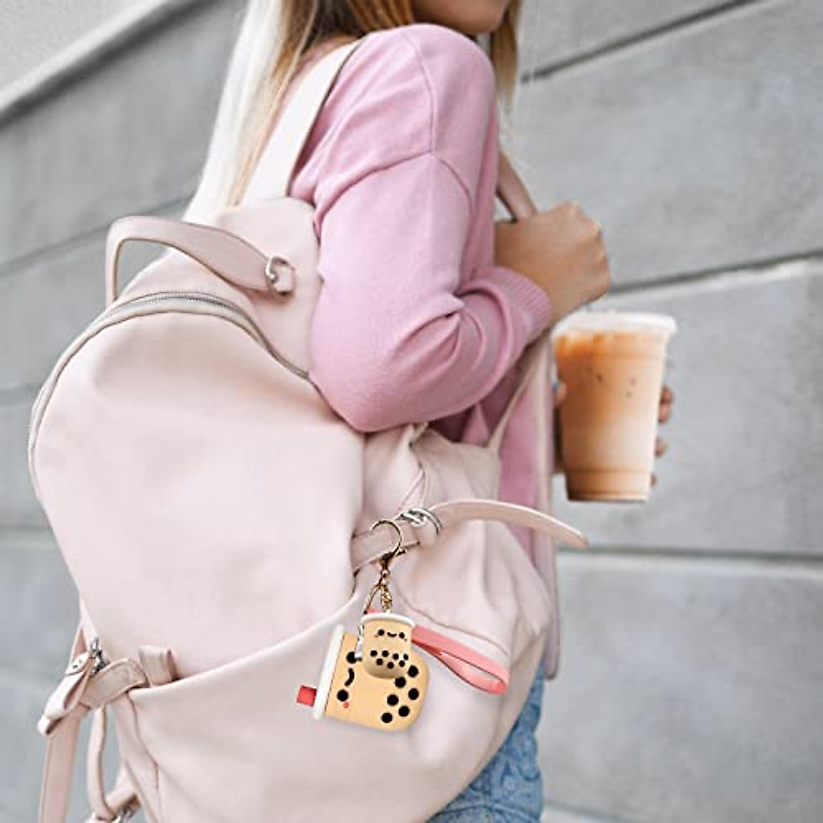 AIIEKZ Cute Airpods Case with Boba Keychain,Girly Pink Boba Milk Tea Silicone Protective Case Compatible with AirPods 2&1 Generation Case for Girls and Women