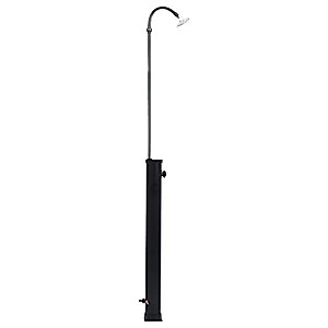 vidaXL Garden Solar Shower,Stand Portable Mobile Wooden Garden Shower Camping Water Pressure Shower for Backyard Pool Outdoor Swimming,Black 84,6" 2,1 gal