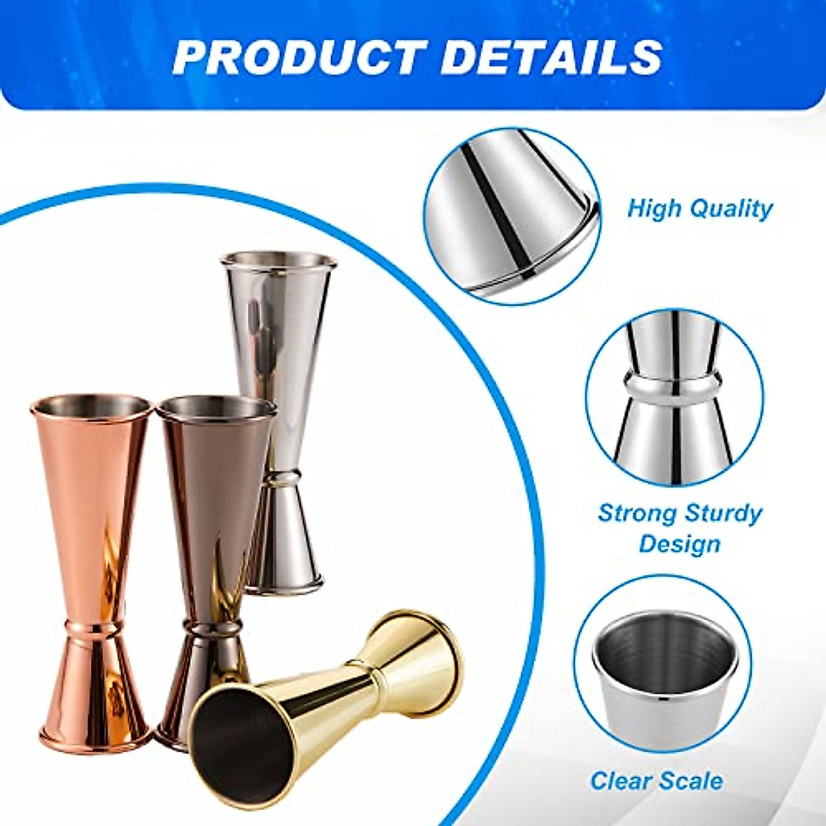4 Pcs Jigger for Bartending Double Cocktail Japanese Jigger 2 oz 1 oz 304 Stainless Steel Shot Glass Measuring Cup for Home Bar Drink Kitchen Bartender Tools Supplies