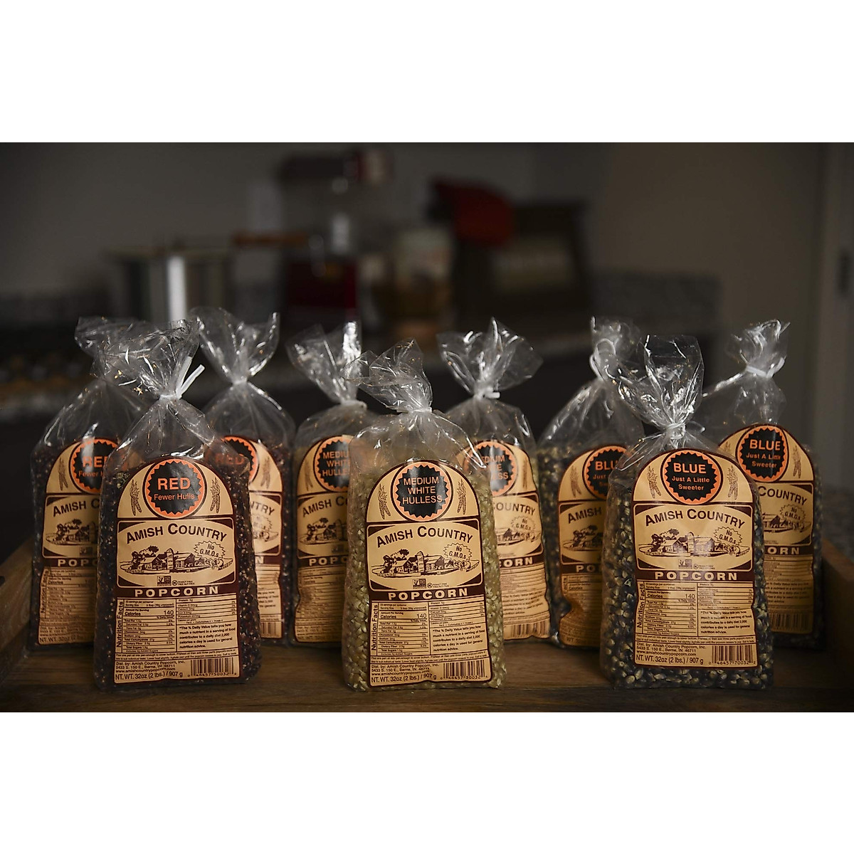 Amish Country Popcorn | 2 LB of Red, 2 LB of Medium White, & 2 LB of Blue Kernels | Old Fashioned, Non-GMO and Gluten Free