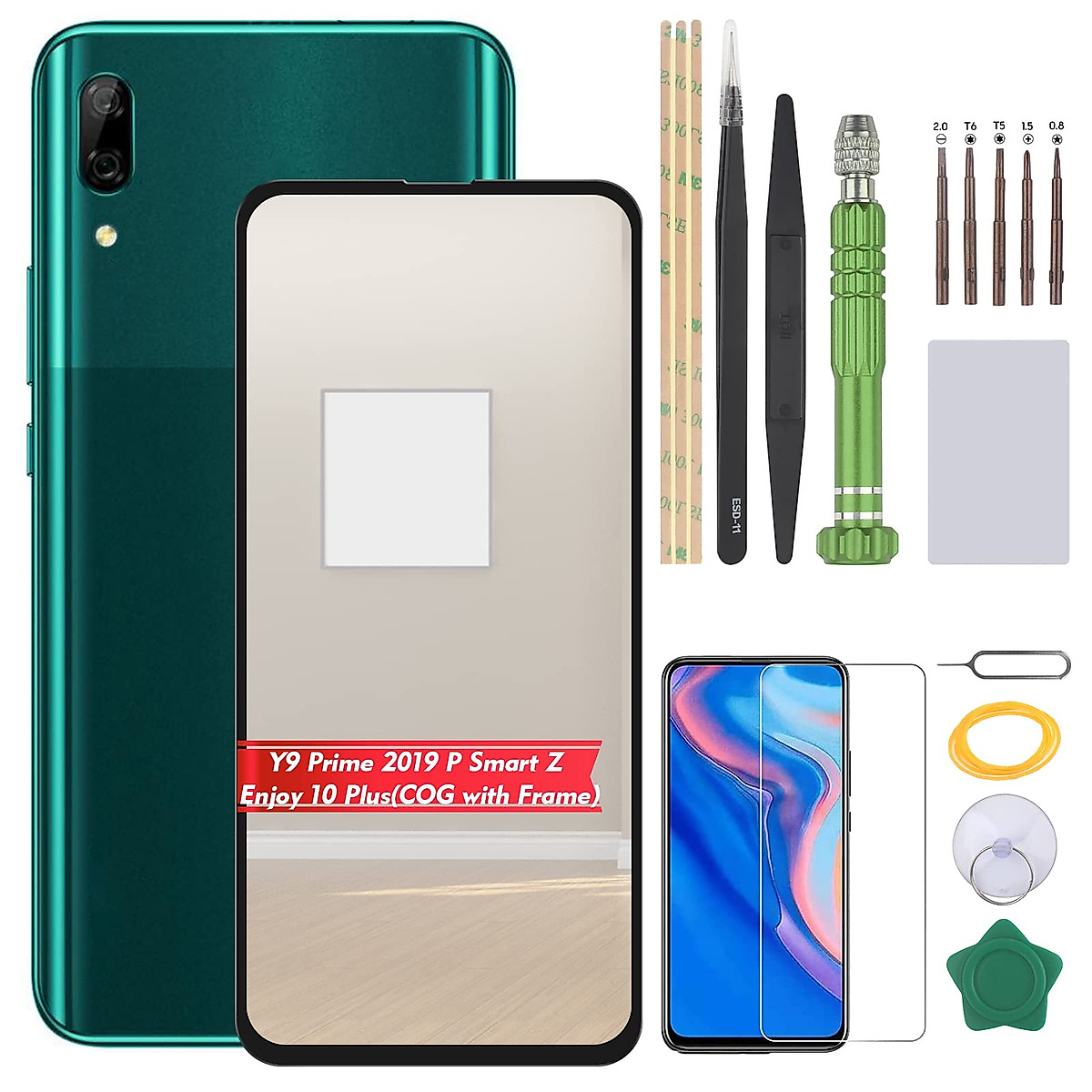 YHX-US Screen Replacement for Huawei Y9 Prime 2019 P Smart Z STK-L21 STK-L22 STK-LX3 LCD Display Touch Screen Digitizer Assembly with Tools (Black+Frame)