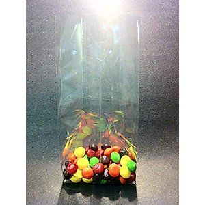100 Pcs 3x2x8 Clear Side Gusseted Cello Cellophane Bags Good for Candy Cookie Bakery (by UNIQUEPACKING)