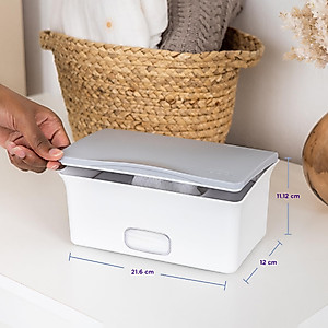 Ubbi Baby Wipes Dispenser with Weighted Plate and Secure Seal, Nursery and Baby Registry Essential to Keep Wipes Fresh, Gray