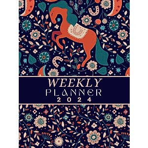 Weekly Horse Planner 2024: Large One Year Monthly Planner From January 2024 to December 2024 (12 Months) With Federal Holidays | Monthly Weekly Agenda & Schedule Organizer | Planner For Horses Lovers