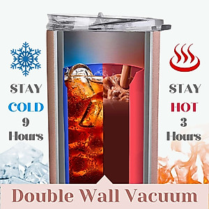 Onebttl Knitting Gifts for Women, Crochet Lovers - Knitting Queen - 20oz/590ml Stainless Steel Insulated Tumbler with Straw & Lid, Crochet Gift for Birthday, Christmas (Rose gold)