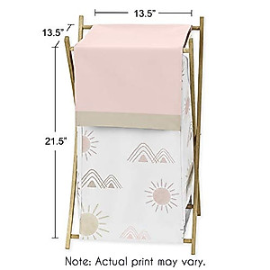 Sweet Jojo Designs Boho Desert Sun Baby Kid Clothes Laundry Hamper - Blush Pink Mauve Gold Taupe Bohemian Watercolor Mountains Southwest Nature Outdoors Minimalist Geometric