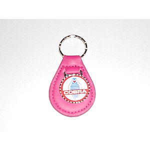 1960's SHELBY COBRA GT350 GT500 VINTAGE LOGO LEATHER KEYCHAIN - MAGENTA