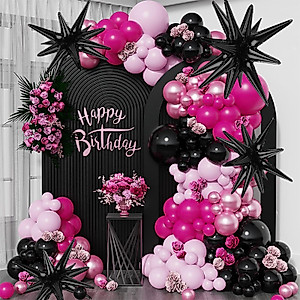 Wrbin 8 Pcs Black Star Balloons, 27/22 inch Explosion Foil Balloons for Birthday, Baby Shower, Wedding, Halloween, Anniversary, Graduation Party Decorations(Black)