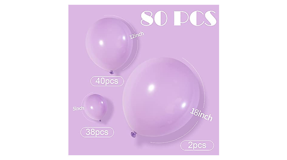 Pastel Purple Balloons - 80PCS Latex Balloon Set for Party Decor