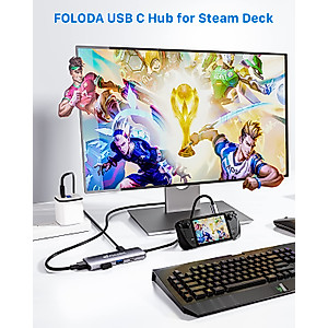 8K USB C HDMI Hub, Steam Deck Dock, USB C Adapter with 8K@30Hz, 4K@120Hz/60Hz/30Hz Ultra HDR Display, PD 100W, USB 3.0 * 2 for Steam Deck, MacBook Pro, Laptop with Thunderbolt4/3, Type C Connector