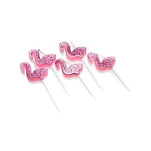 Birthday Candles - 1st Birthday Candle - Flamingo Candles - 5th Birthday Candles -Pink Flamingo Candles - Wedding Love Candles for Cake (Flamingo/Pink Glitter)