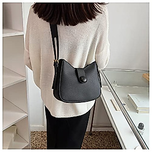 Crossbody Bags for Women Girl, Large Tote Bags Fashion Shoulder Hobo Bag, Leather Crossbody Bucket Purse Cell Phone Handbags (Black)