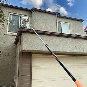 7-24 ft Long Telescopic Extension Pole // Multi-Purpose Extendable Pole with Universal Twist-on Metal Tip // Lightweight and Sturdy // Best Telescoping Pole for Painting, Dusting and Window Cleaning