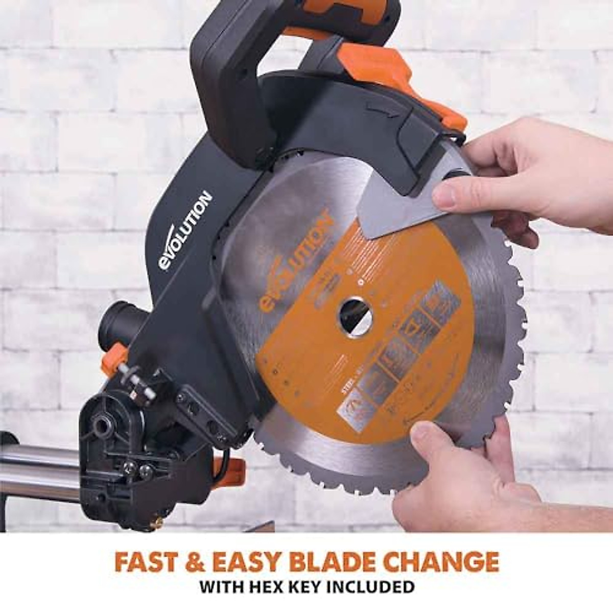 Evolution Power Tools R255SMS 10-Inch Sliding Miter Saw Multi-Material, Multi-Purpose Cutting Cuts Metal, Plastic, Wood & More 0˚ - 45˚ Bevel Tilt & 50˚ - 50˚ Miter Angles TCT Blade Included