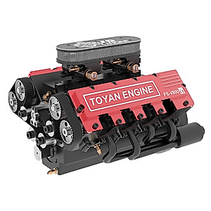 ZUSTER V8 Engine Model TOYAN HOWIN FS-V800G 1:10 V8 28cc 8 Cylinder 4 Stroke Simulation DIY Assembly Water-Cooled Science Education Engine Model for RC Car Boat