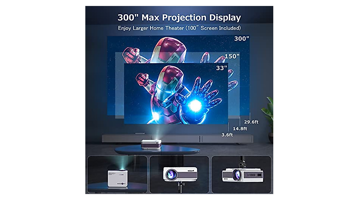 FUDONI Native 1080P Outdoor Projector | WiFi & BT